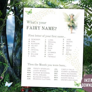 What's Your Fairy Name Game NAME TAGS + SIGN, Enchanted Fairy Forest ...