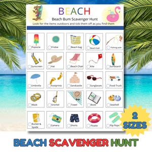 Printable Beach Scavenger Hunt, Outdoor Game Activity for Kids, Nature ...