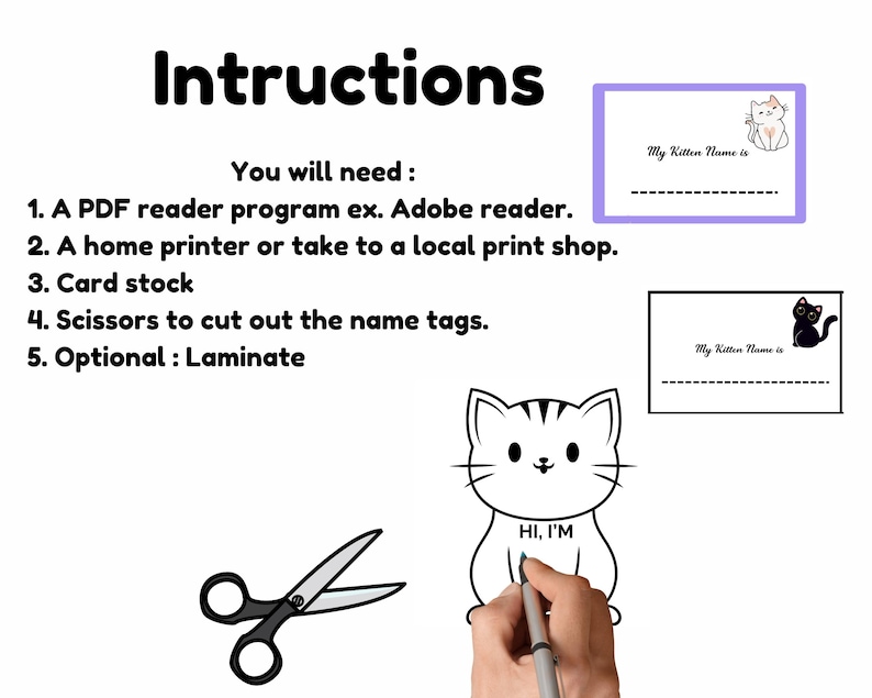 What's Your Kitten Name Game With NAME TAGS + SIGN, Printable Kitten ...