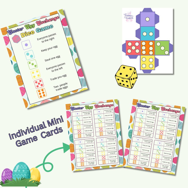 Easter Dice Rolling Game Printable, Easter Egg Exchange, Candy ...
