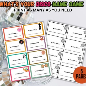 What's Your Disco Name Game, NAME TAGS + SIGN, Birthday Dance Party ...
