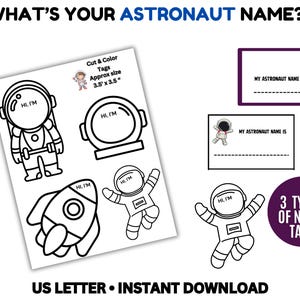What's Your Astronaut Name Game, NAME Tags + SIGN, Galaxy, Space ...