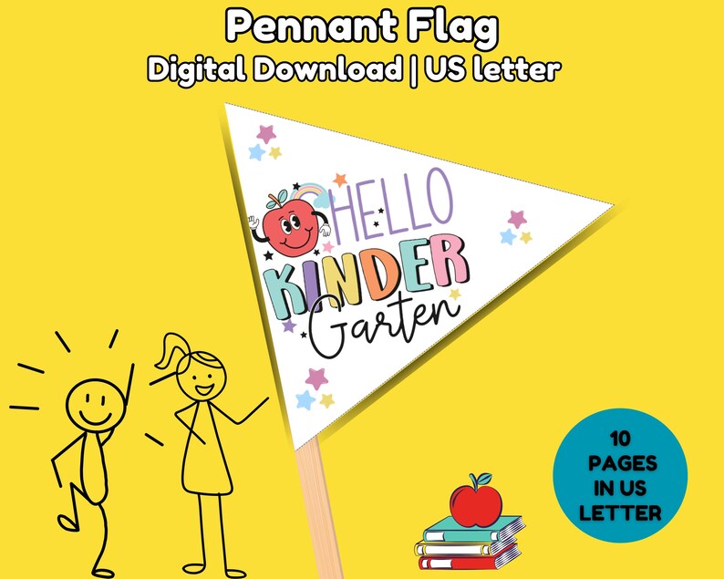 Back to School Pennant Flags, Printable First Day & Last Day of School ...