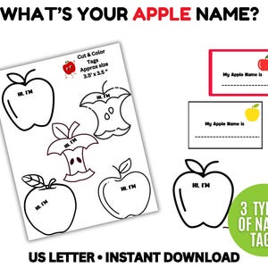 What's Your Apple Name Game NAME TAGS SIGN, Printable Apple Theme ...
