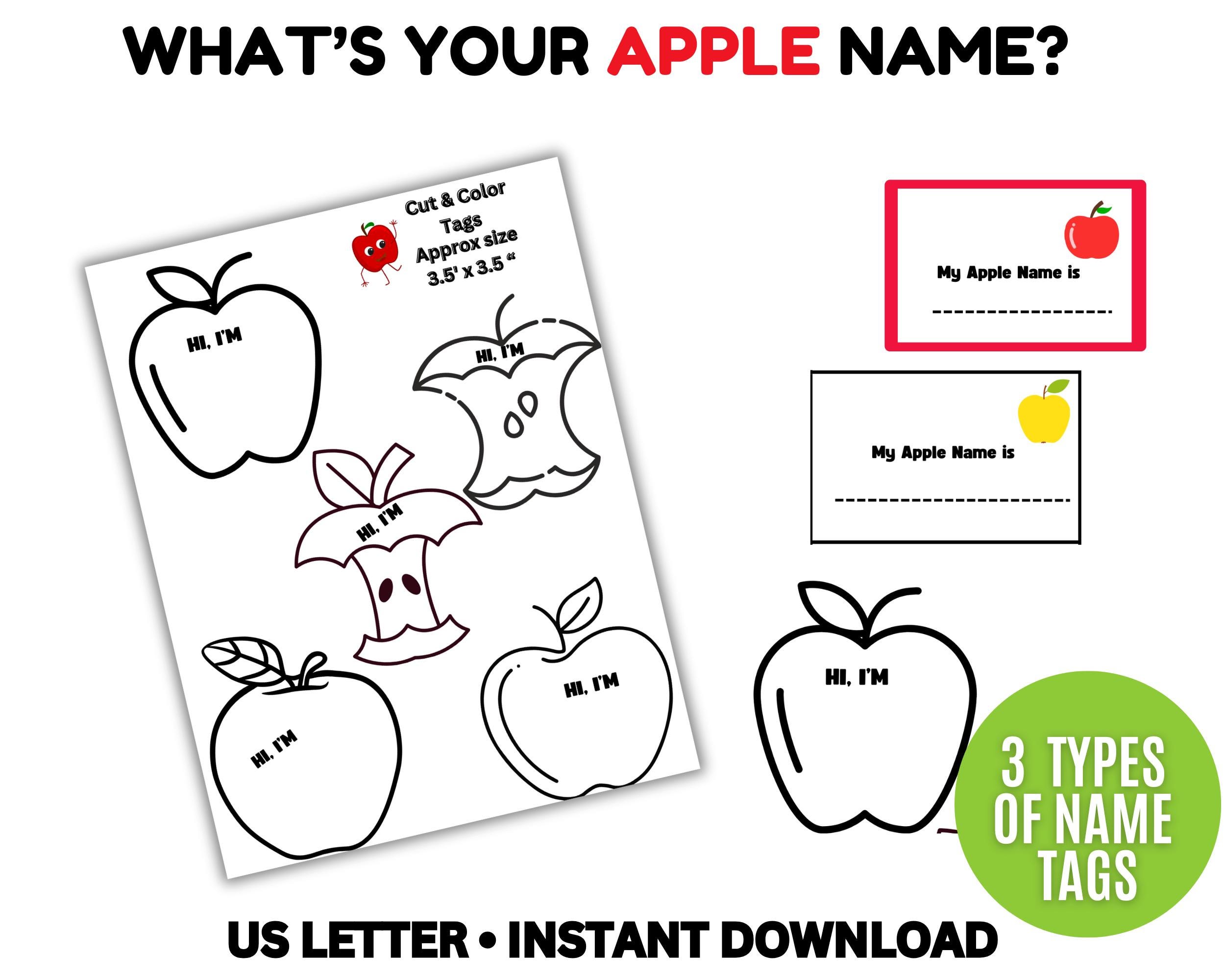 What's Your Apple Name Game NAME TAGS + SIGN Printable, Apple-themed ...