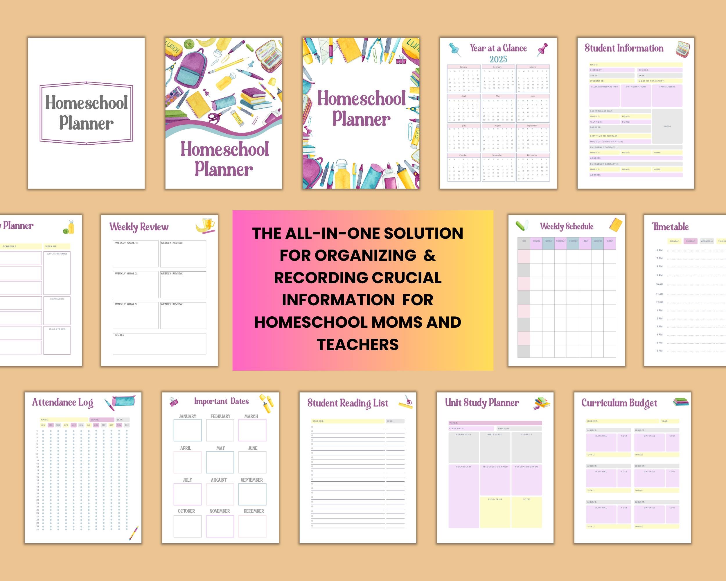 Printable Homeschool Planner, Homeschooler Mom Organizer Binder ...