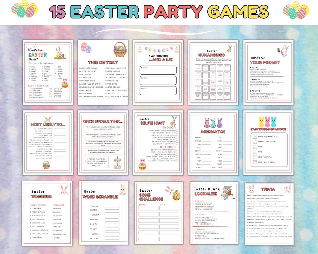 Easter Party Games Bundle Printable, 15 Fun Easter Activities, Easter ...