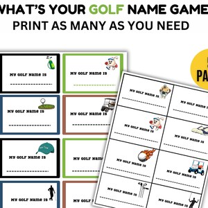 What's Your Golf Name Game With NAME TAGS + SIGN, Golfing Enthusiasts ...