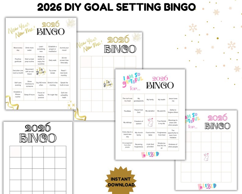 2026 Goal Bingo Card Printable – DIY Girls Night Craft Activity, Goal ...
