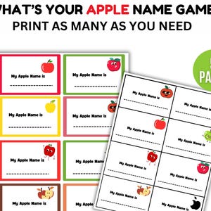 What's Your Apple Name Game NAME TAGS SIGN, Printable Apple Theme ...