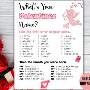 What's Your Valentine Name Game, NAME TAGS + SIGN, Valentines Activity ...