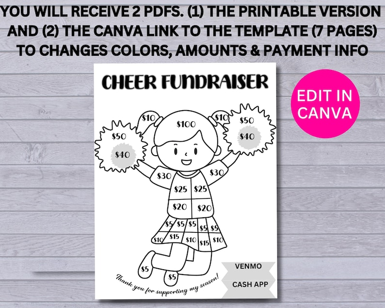 Cheer Fundraiser Printable, Cheerleading Team Fundraising Form, Sponsor ...