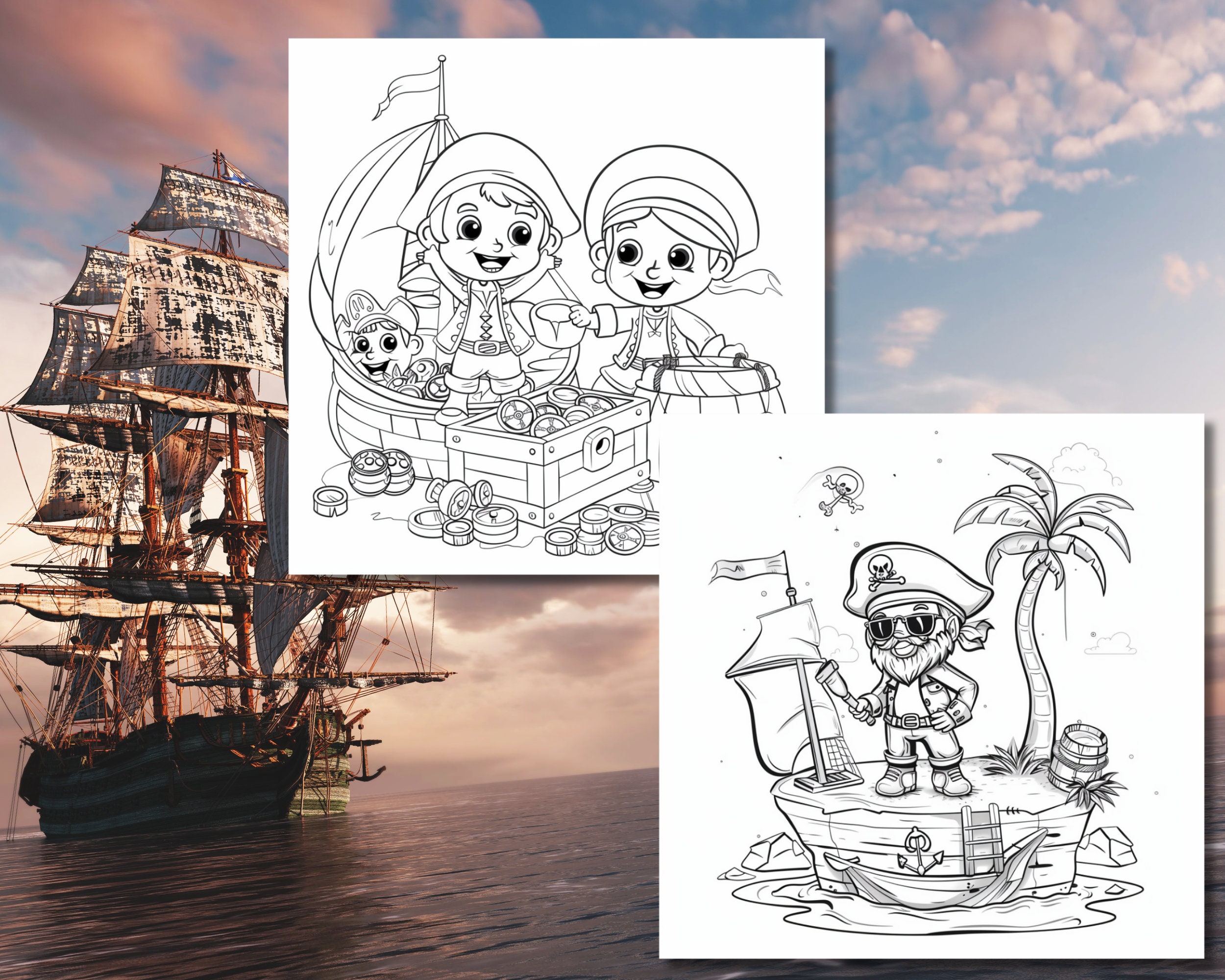 Pirate Coloring for Boys, Printable Pirate Activity Pages for Kids ...
