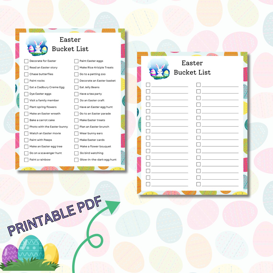 Easter Bucket List Printable, Easter Checklist, Fun Easter Activities ...