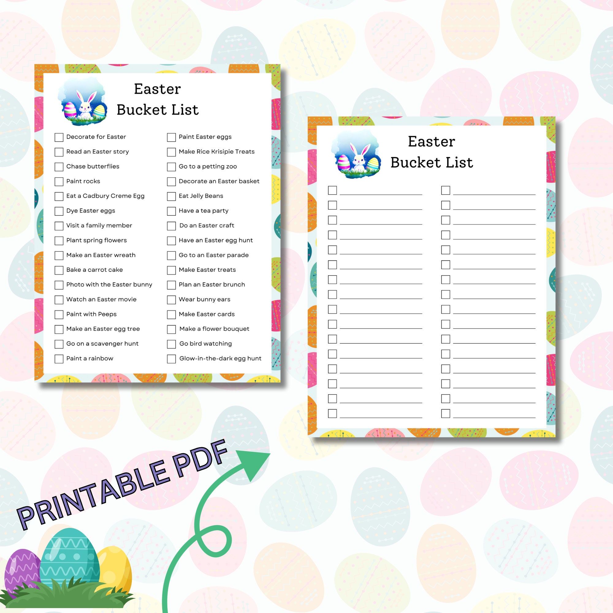 Easter Bucket List Printable, Easter Checklist, Fun Easter Activities ...