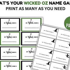 What's Your Wicked Oz Name Game, NAME TAGS + SIGN, Wicked Movie Musical ...