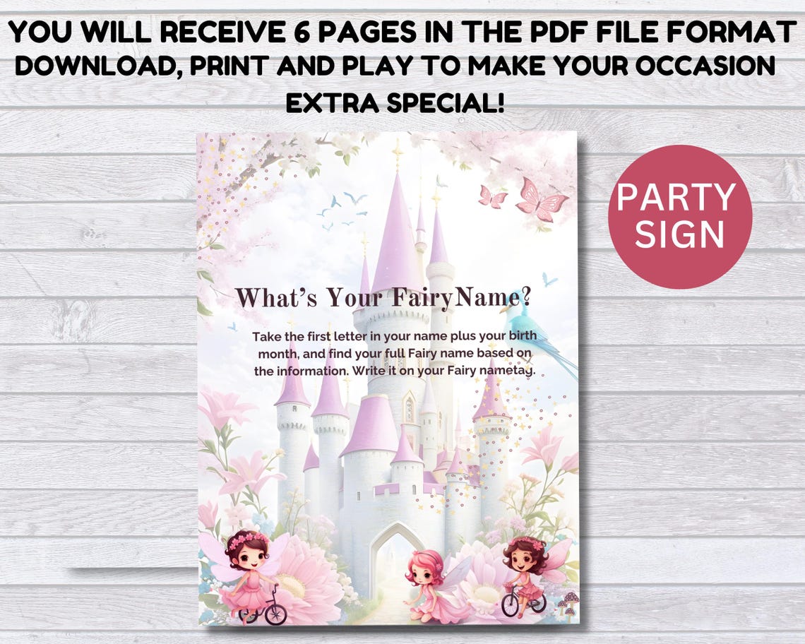 What's Your Fairy Name Game NAME TAGS + SIGN, Fairy-themed Birthdays ...