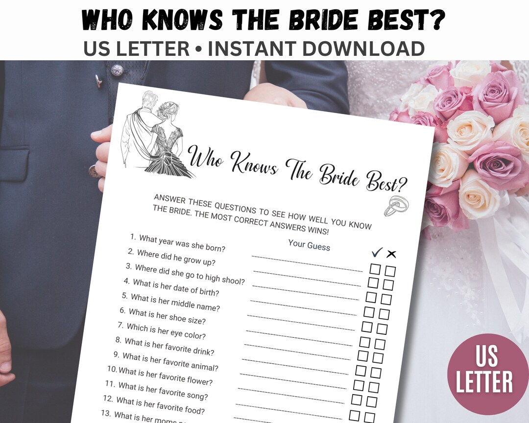 Who Knows the Bride Best Download, Printable Bridal Shower Games ...