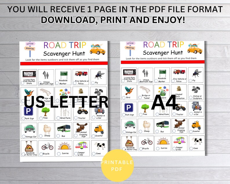 Family Vacation Scavenger Hunt, Kids Road Trip Games Printable, Family ...