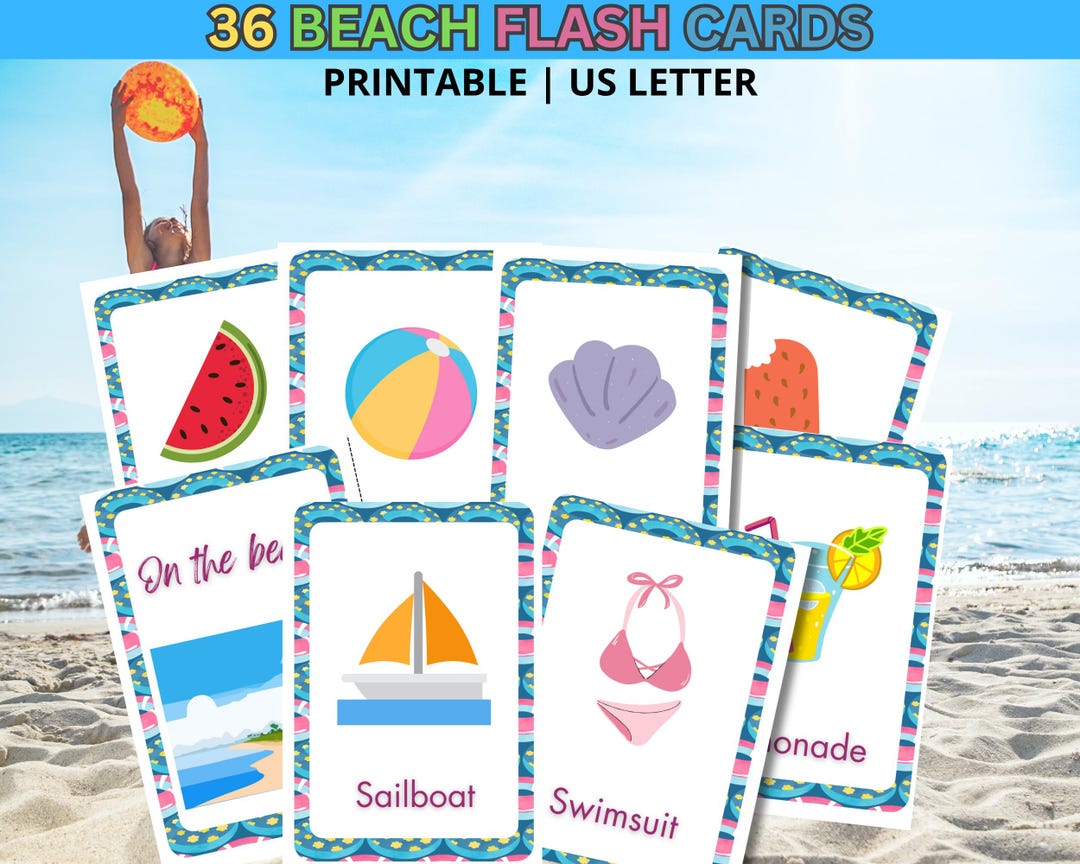 Beach Flashcards, 36 Kindergarten-pre K, Home Schooling Printable ...