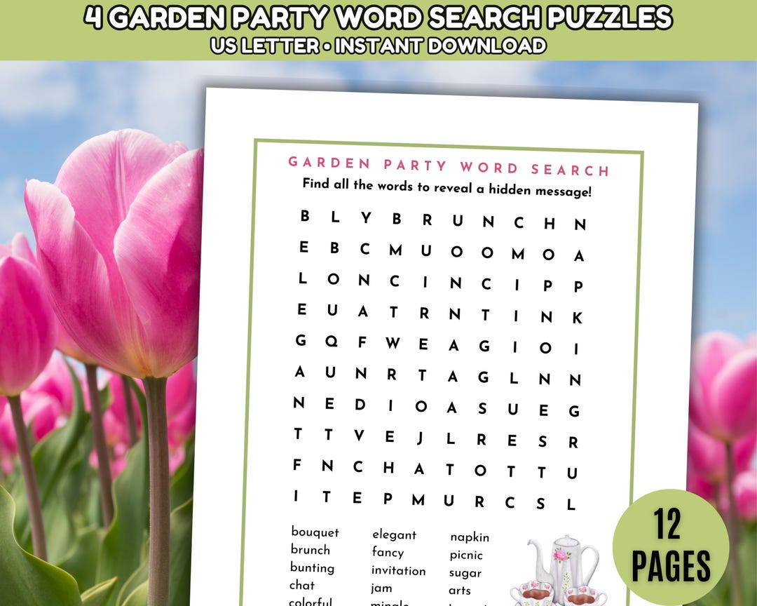 Garden Party Word Search Bundle, Spring Wordsearch Games, Floral Themed ...