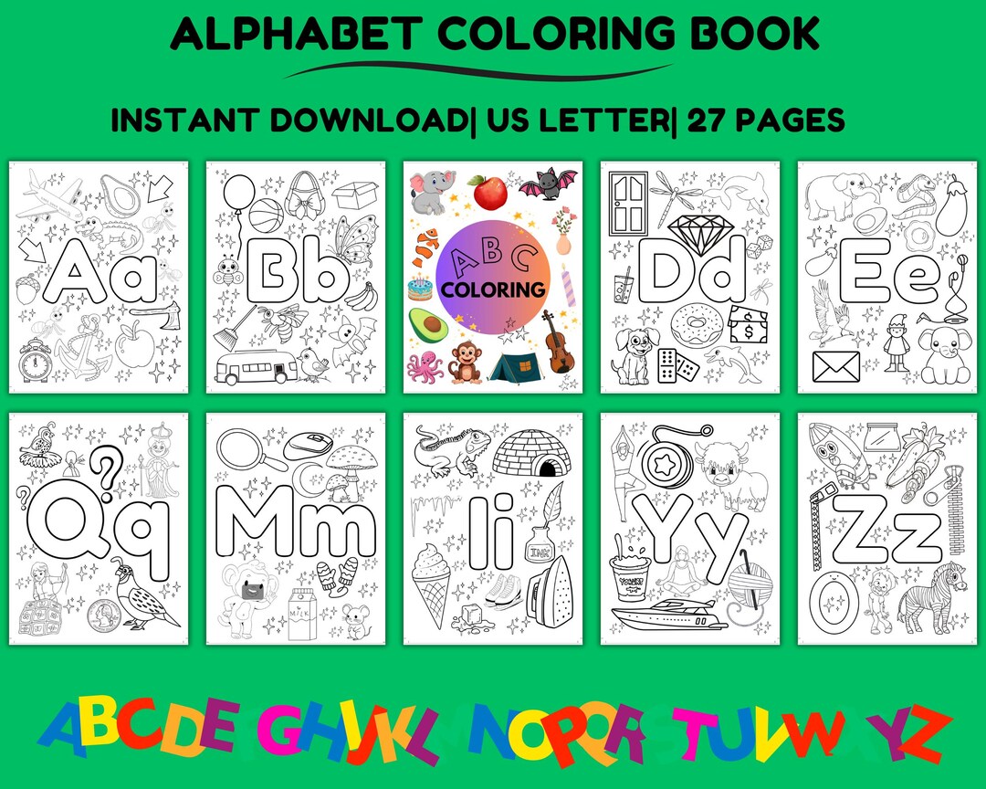 ABC Coloring Book, Preschool Printable Alphabet Pages, Toddlers Busy ...