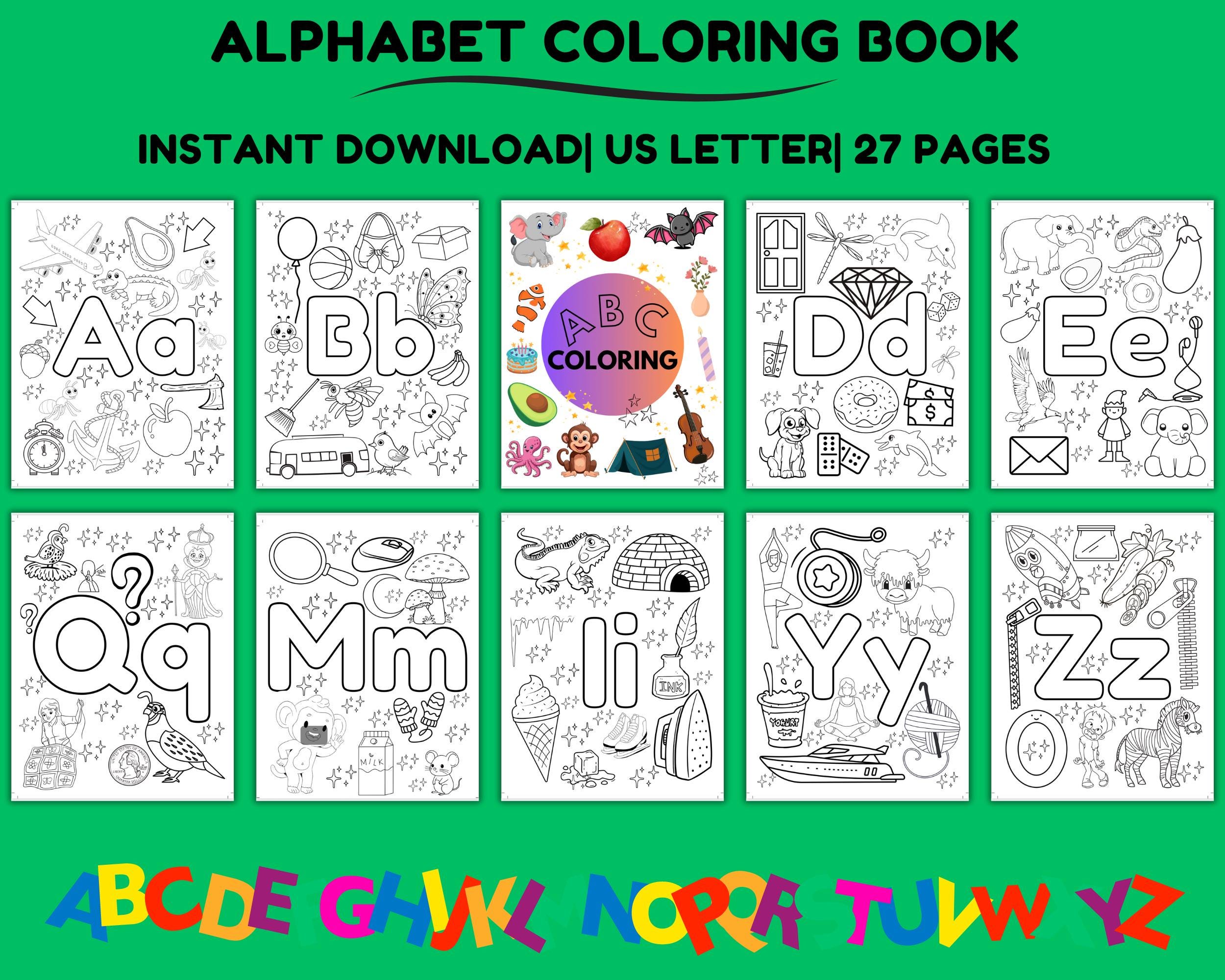 ABC Coloring Book, Preschool Printable Alphabet Pages, Toddlers Busy ...