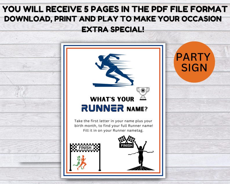 What's Your Runner Name Game, NAME TAGS + SIGN, Athletics Themed Sports ...