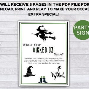 What's Your Wicked Oz Name Game, NAME TAGS + SIGN, Wicked Movie Musical ...