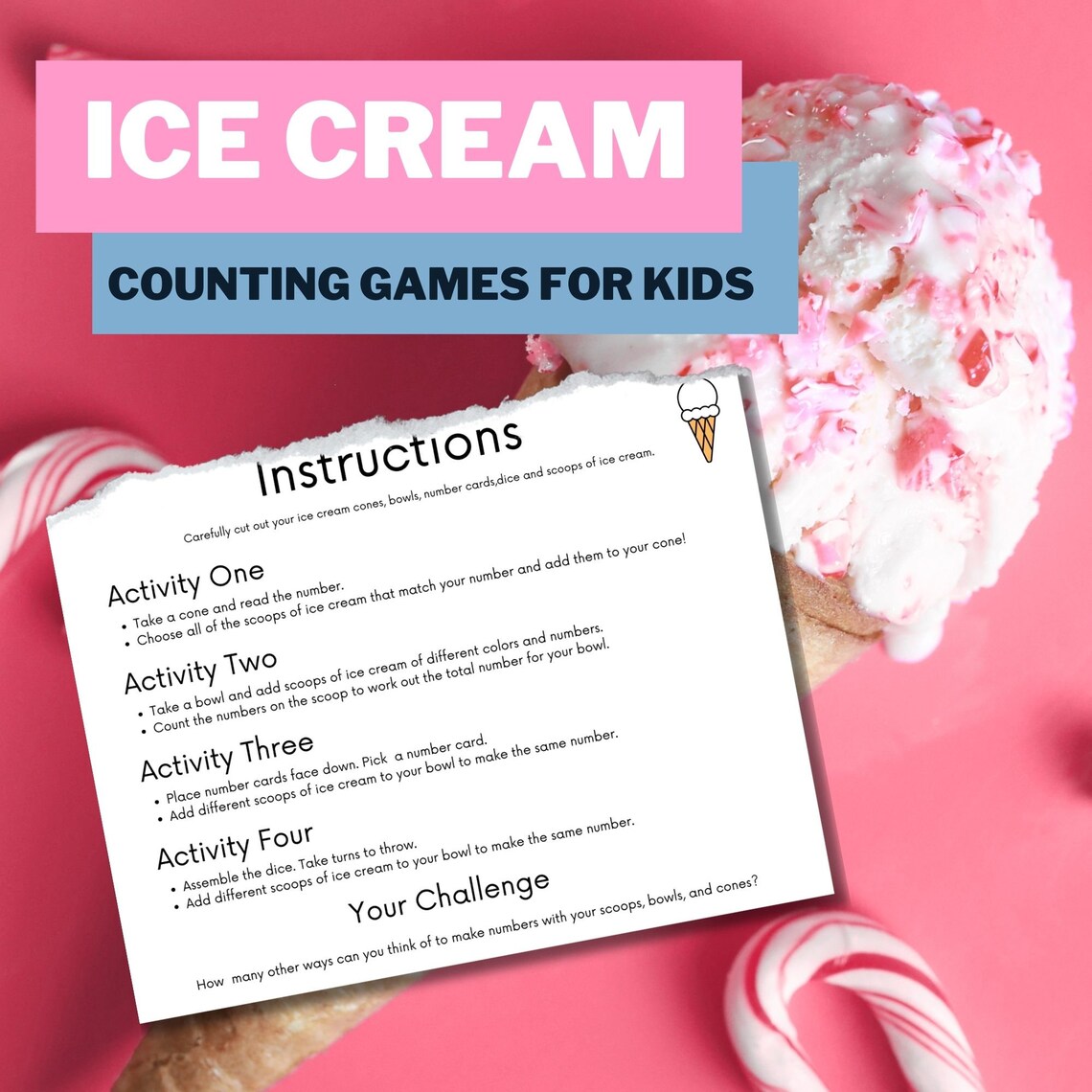 Ice Cream Counting Activity, Printable Game for Toddlers and ...