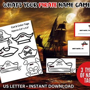 What's Your Pirate Name Game NAME Tags + SIGN, Pirate Birthday, Ahoy ...