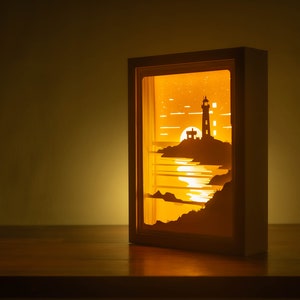 Lighthouse Shadowbox Template: 3D Layered Paper Light Box (SVG, PDF) - Etsy
