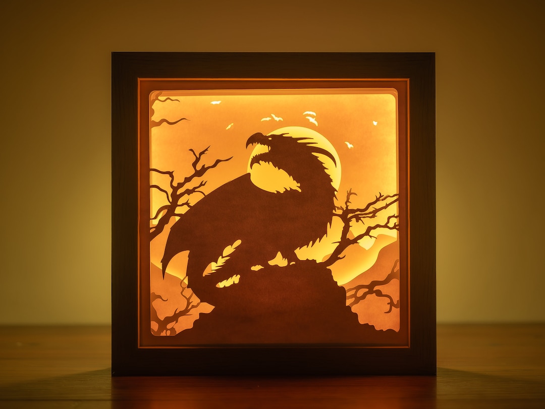 Fantasy Themed 3D Dragon Lightbox SVG Template, Chinese New Year Lunar ...