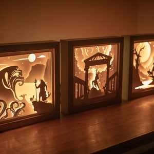 Set of 3 Greek Gods Shadowbox Template, Olympians Lightbox SVG, Greek ...