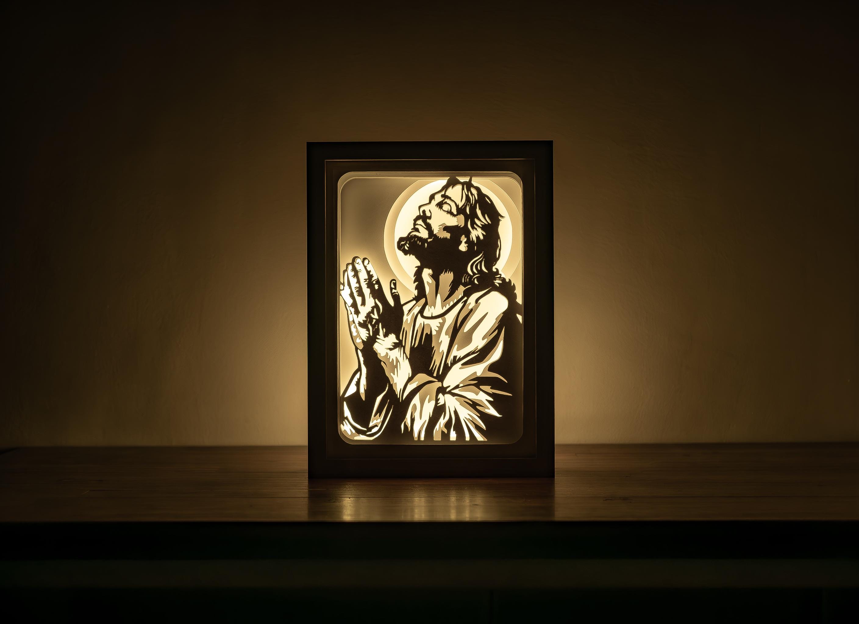 Jesus Lightbox | 3D Shadow Box Template | Christian Paper Cut Wall Art ...