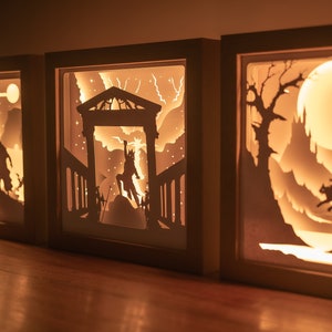 Set of 3 Greek Gods Shadowbox Template, Olympians Lightbox SVG, Greek ...