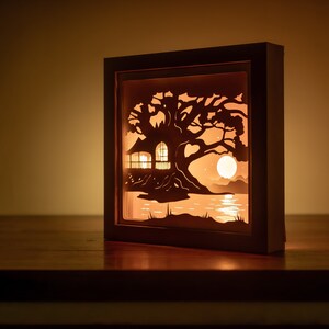 3D Tree House Paper Cut SVG Template, Tree Shelter Shadow Box Template ...