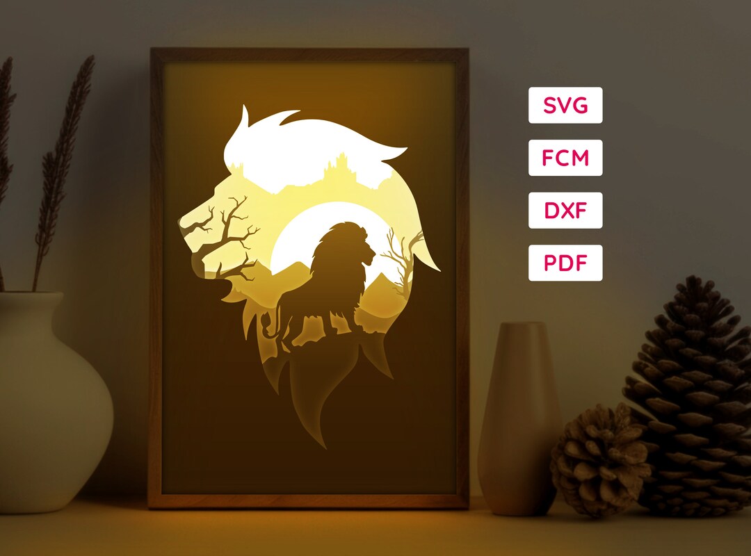 Lion Shadow Box SVG Lightbox Files for 3D Paper Cutting. - Etsy