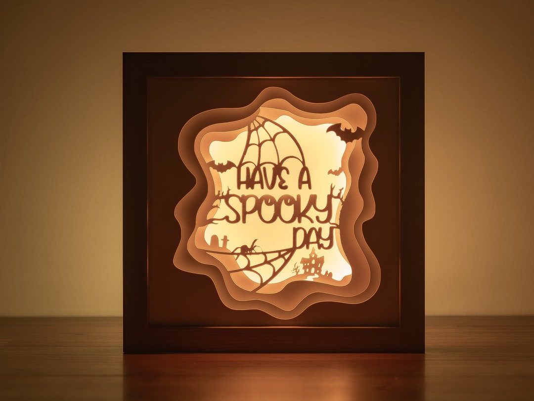 3D Halloween Greetings Lightbox SVG Files, Halloween Slogan Paper Cut ...