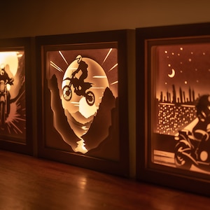 Set of 3 Motorcycle Lightbox Template, Motor Bike Shadowbox Template ...