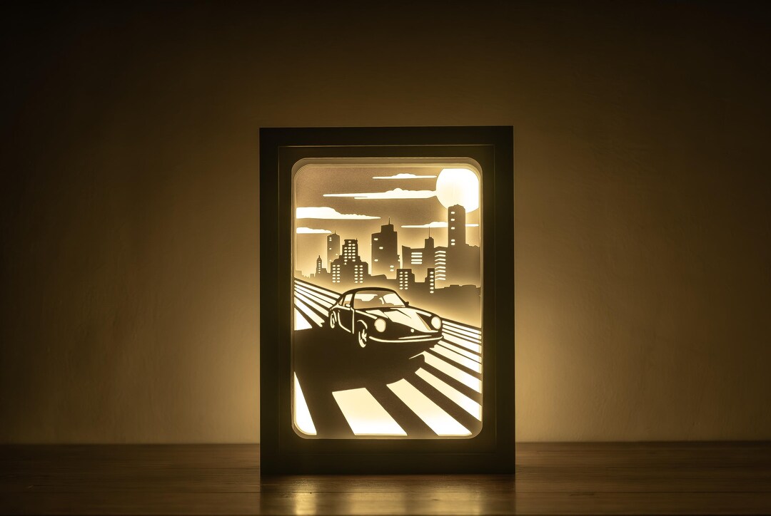3D Car Lightbox SVG Template, Sports Car Shadowbox Template, City ...