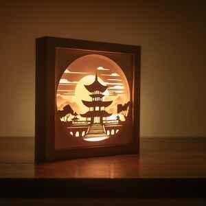 3D Temple Shadowbox Template, Shrine Lightbox Template, Cathedral Paper ...