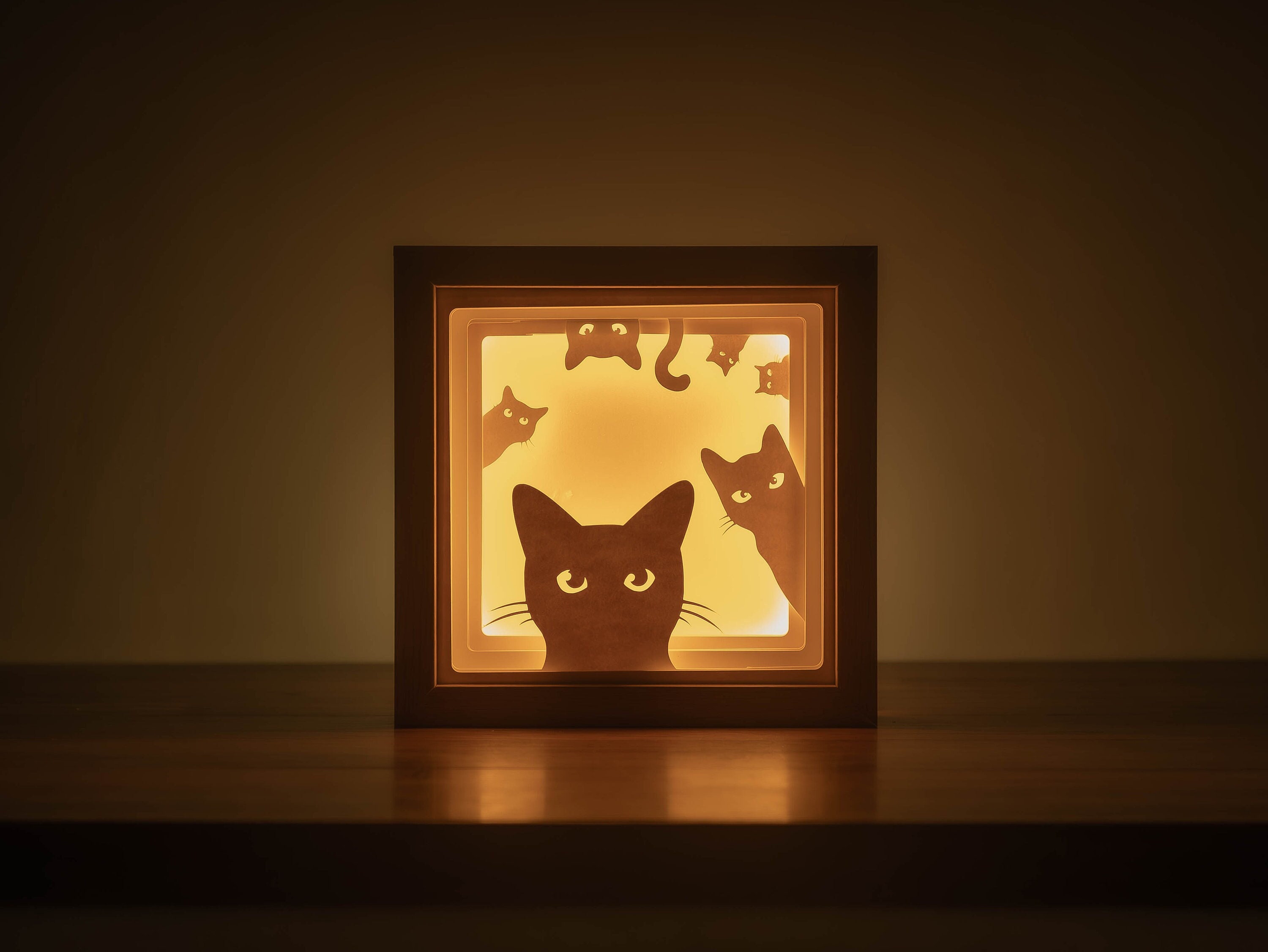 Peeking Cats Light Box DIY Files, Black Cats Lightbox Cutting Files, 3D ...