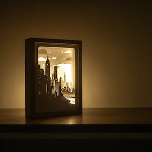 3D Skyscraper Lightbox Template, Cityscape Shadowbox SVG Files, City ...