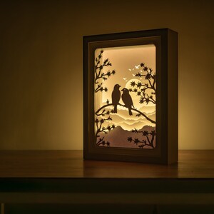 3D Birds Shadowbox Template, Sweet Sparrows Lightbox SVG, Lovely Love ...