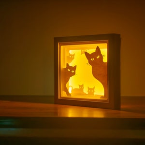 3D Cats Shadowbox SVG: Peeking Black Cats Papercut (digital Download ...