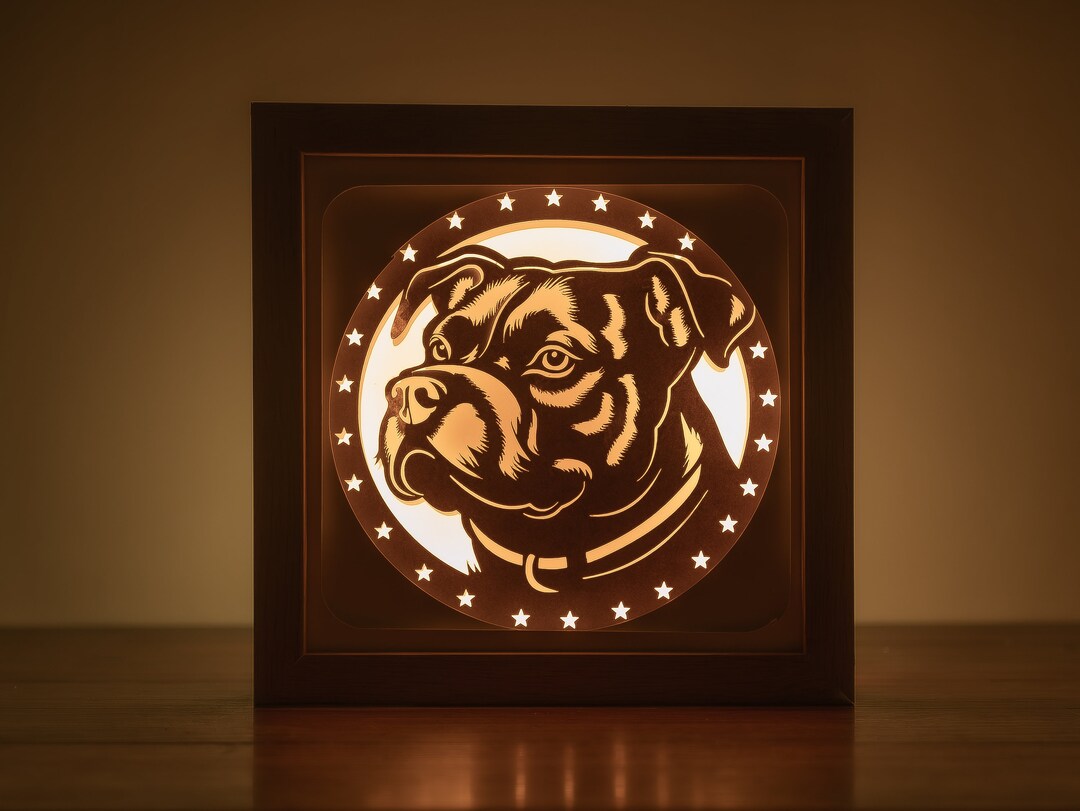 3D Dog Portrait Shadowbox Template, American Bully Paper Cut SVG, Bully ...