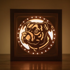 3D Dog Portrait Shadowbox Template, American Bully Paper Cut SVG, Bully ...