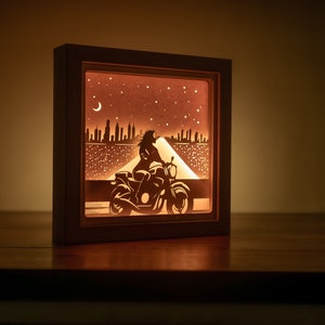 3D Motorcycle Lightbox SVG Template, Rider Paper Cut SVG Files ...