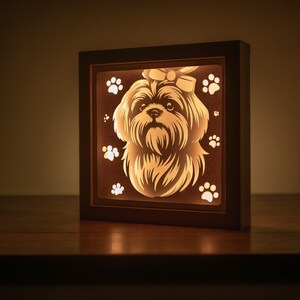 3D Dog Portrait Lightbox SVG, Pet Remembrance Shadowbox Template, Cute ...